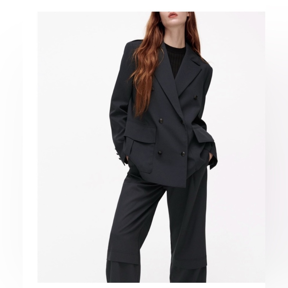 Zara Military Style Double-Breasted Jacket With Eppau… - Gem